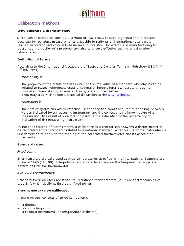 ThermometerCalibrationMethods PDF | PDF | Thermometer | Calibration