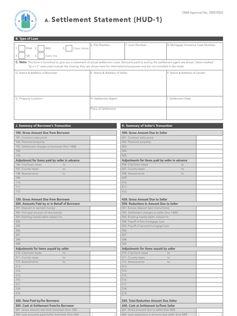 2010 Official HUD-1 Settlement Form | PDF | Title Insurance | Mortgage Loan