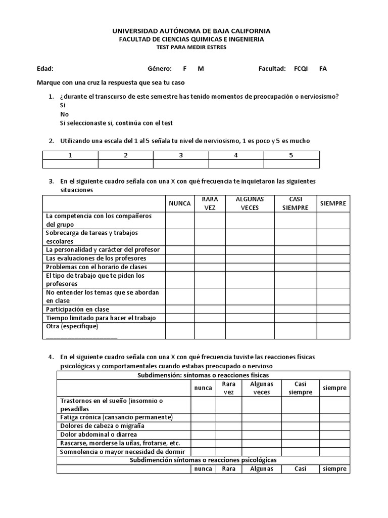 Test Para Medir Estres