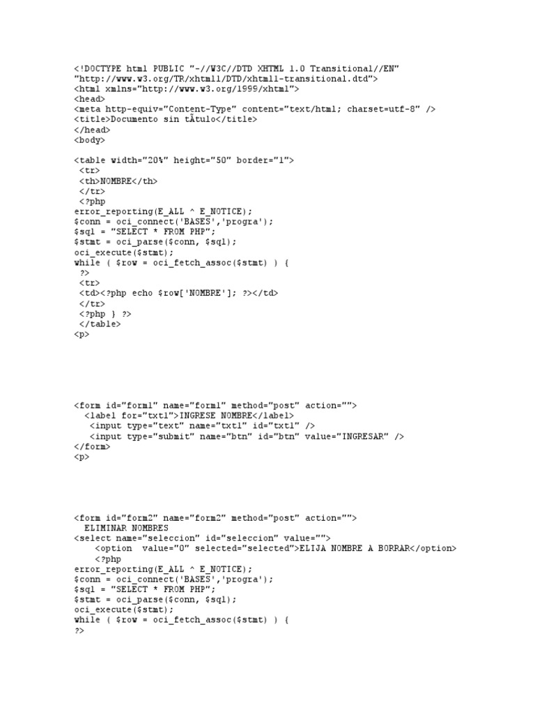 Conexion Oracle y PHP | PDF | SQL | Datos