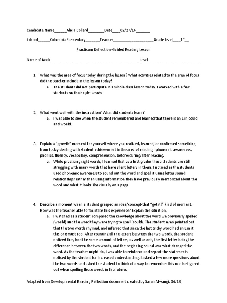Collardpracticumreflection | PDF