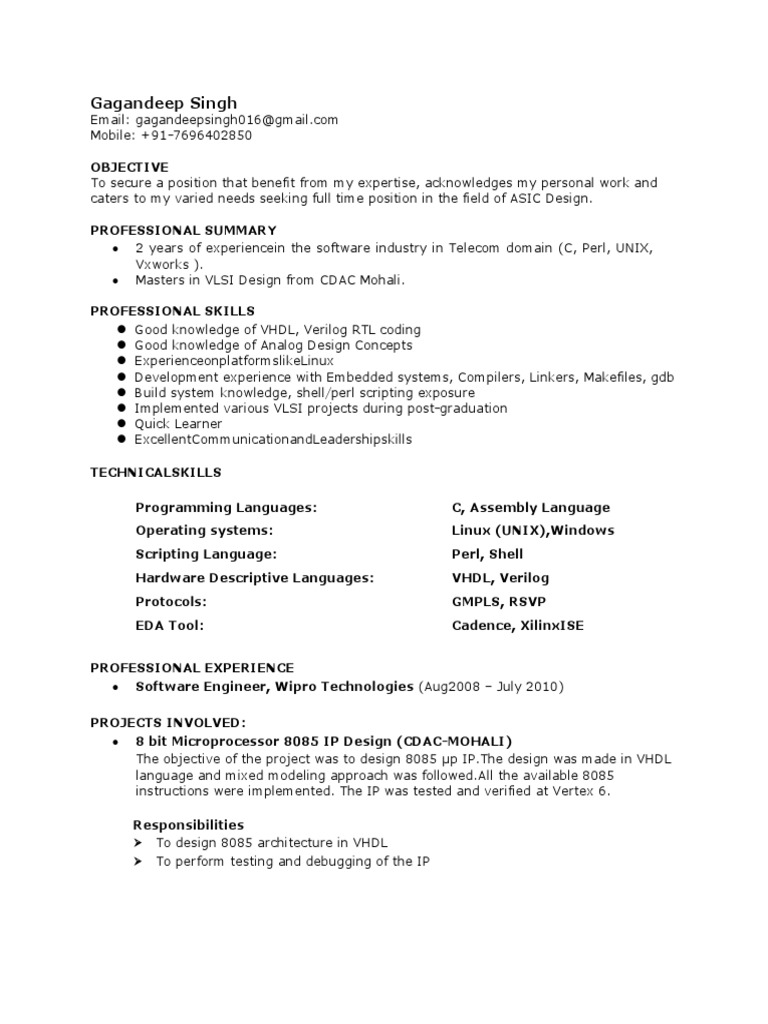 Gagan Resume | PDF | Vhdl | Computer Engineering