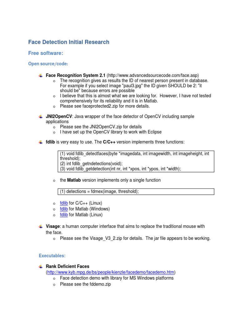 Face Detection Research | PDF | Matlab | Zip (File Format)