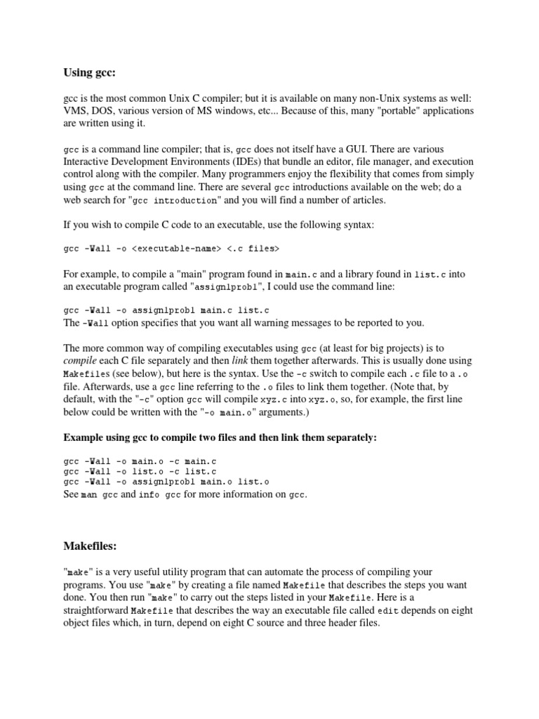 Using GCC | PDF | C (Programming Language) | Integrated Development ...