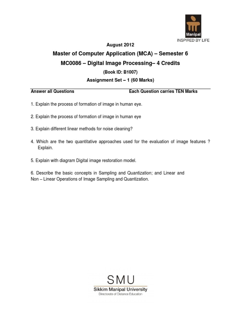 Master of Computer Application (MCA) - Semester 6 MC0086 - Digital ...