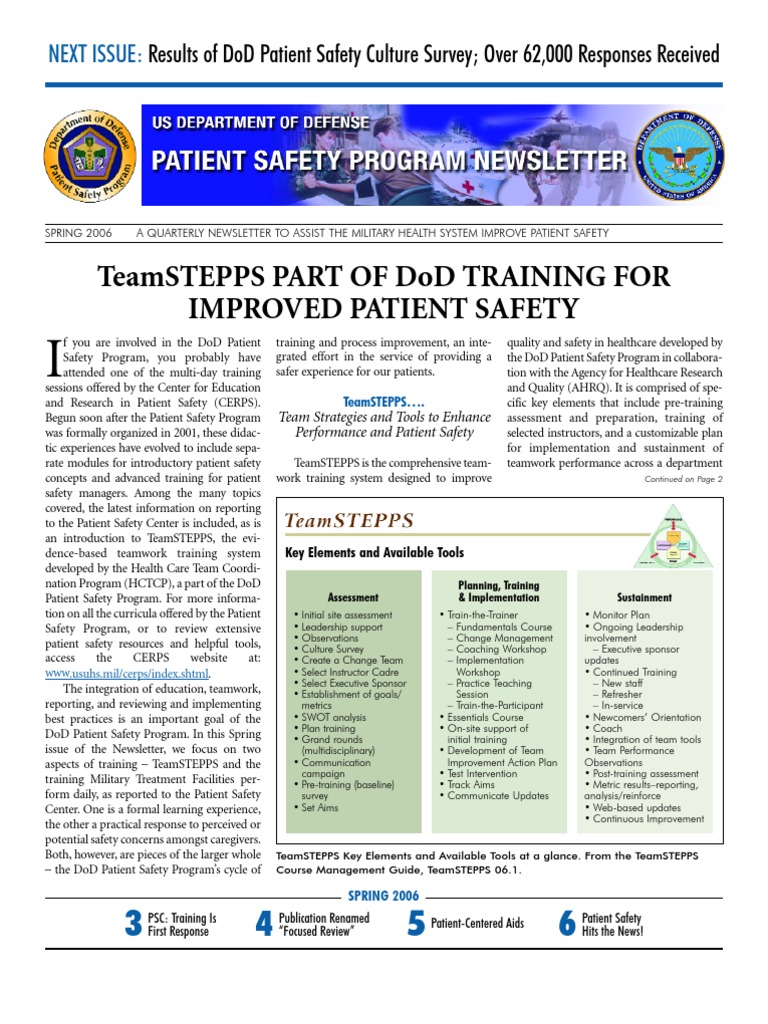 Teamstepps Part of Dod Training For Improved Patient Safety | PDF