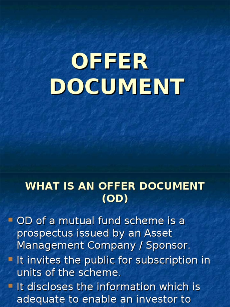 Offer Document | PDF | Mutual Funds | Investing