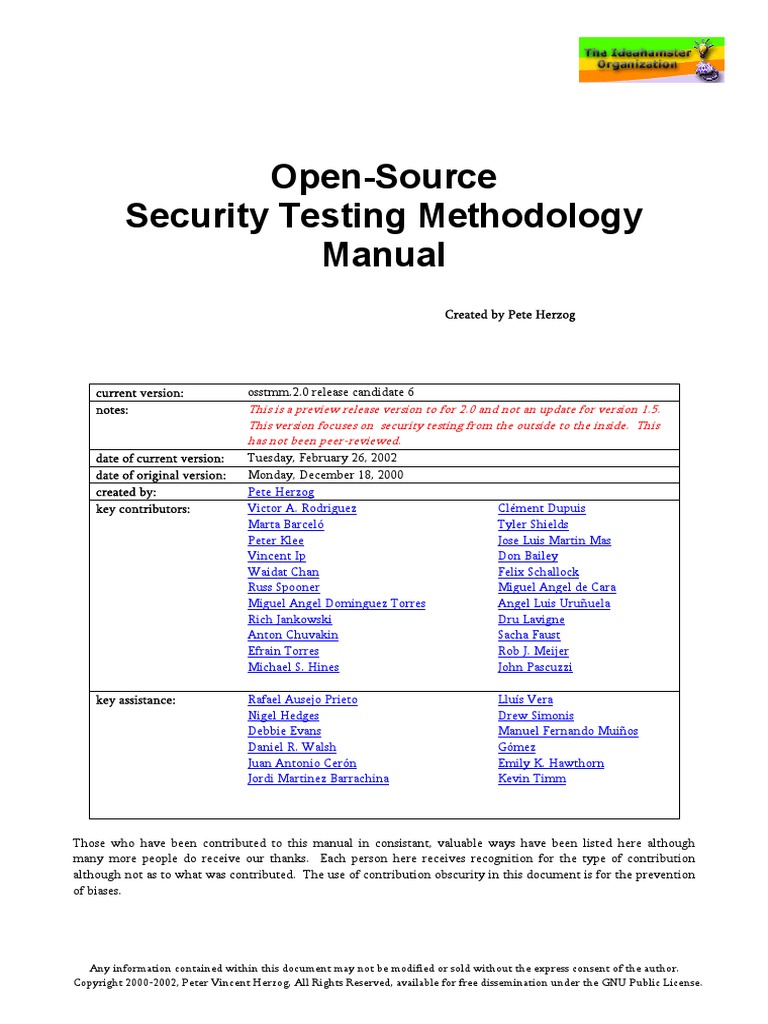 En-Open-Source Security Testing Methodology Manual | PDF