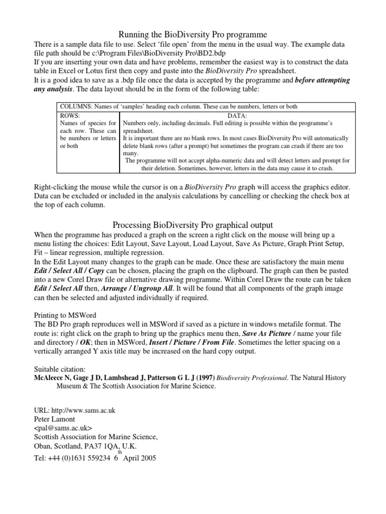 BioDiversity Pro Notes | Download Free PDF | Spreadsheet | Graphics