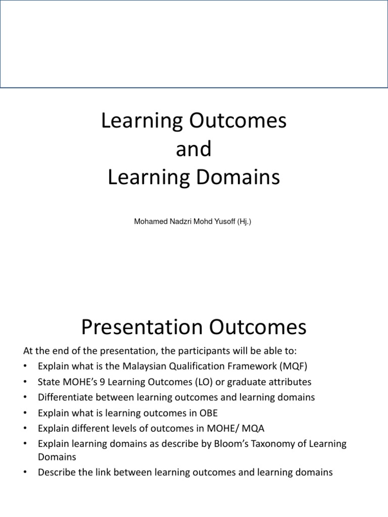 2 Learning Outcomes and Learning Domains | PDF | Educational Assessment ...