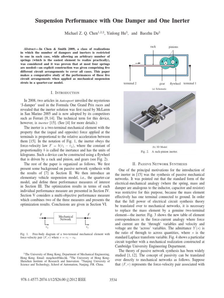 Suspension Performance With One Damper and One Inerter | PDF | Suspension (Vehicle ...