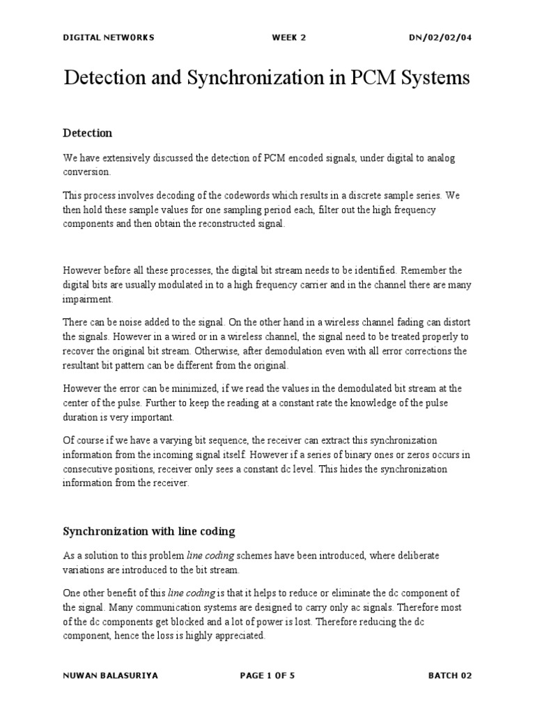 Detection and Synchronization in PCM Systems | PDF | Forward Error ...