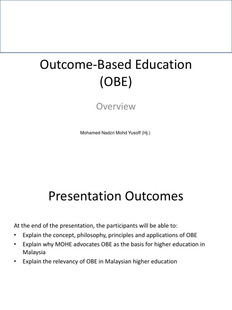1 OBE Overview The BIG Picture | PDF | Educational Assessment | Learning