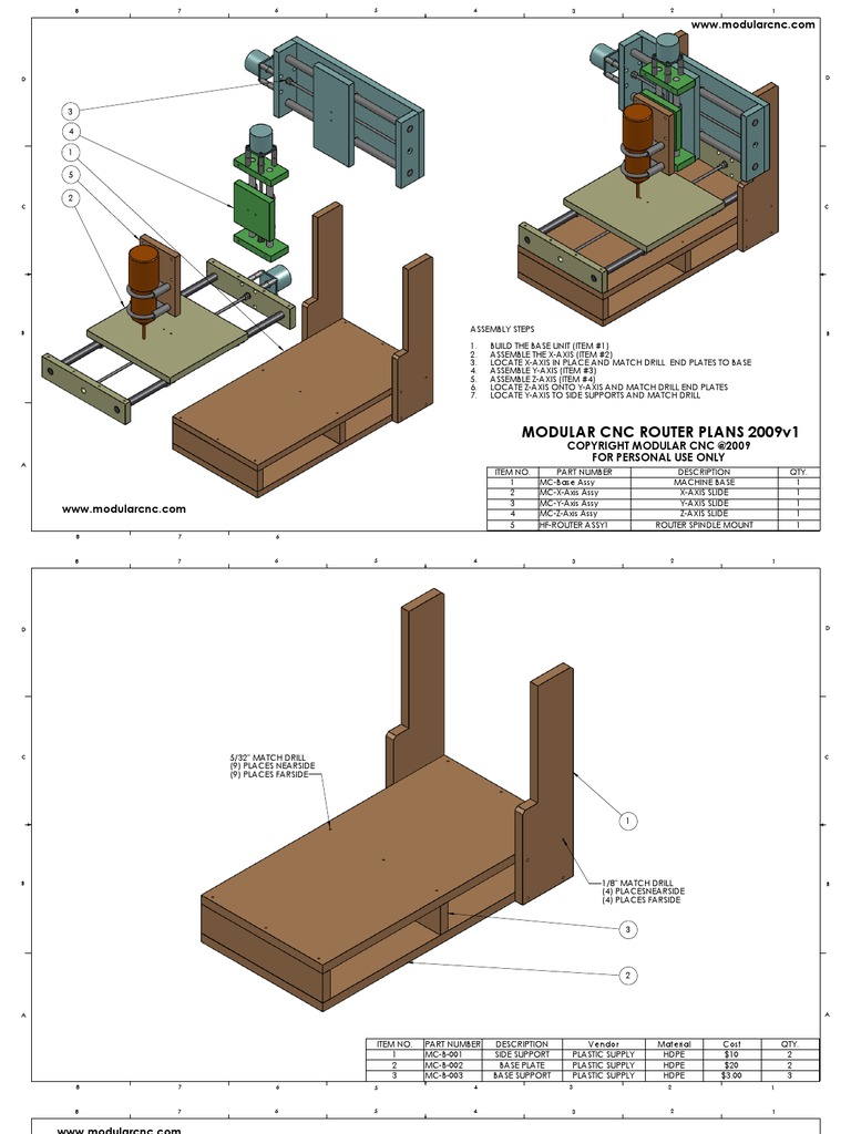 Modular CNC Router 2009v1 FREE PLANS | PDF | Tools | Metalworking