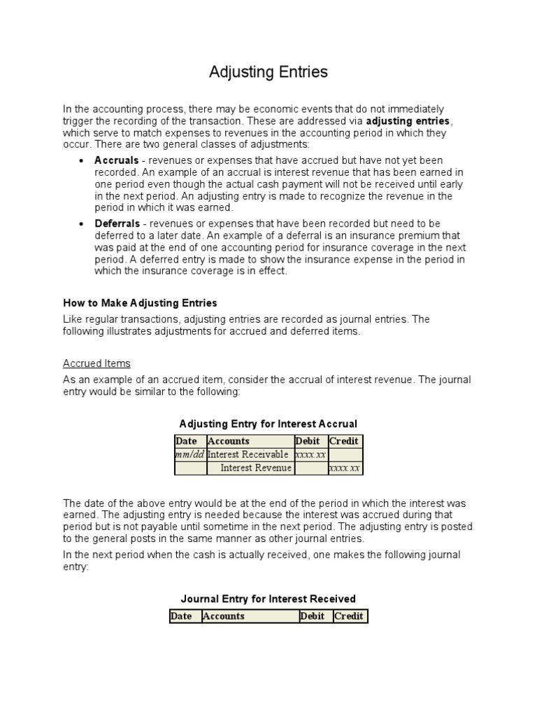 Adjusting Entries Guide for Accounting | PDF | Deferral | Debits And Credits