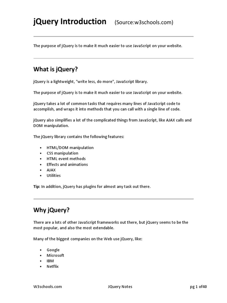 jQueryNotes PDF | PDF | Ajax (Programming) | J Query jQueryNotes PDF | PDF | Ajax (Programming) | J Query