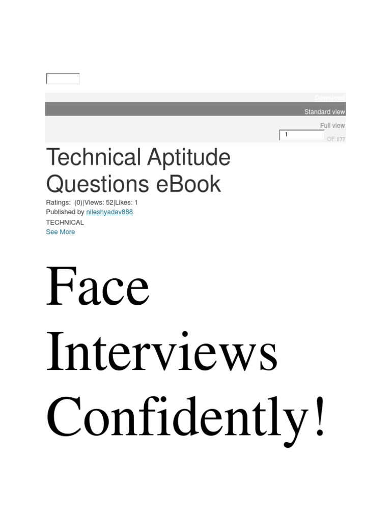 Technical Aptitude Questions Ebook: Face Interviews Confidently! | PDF | Pointer (Computer ...