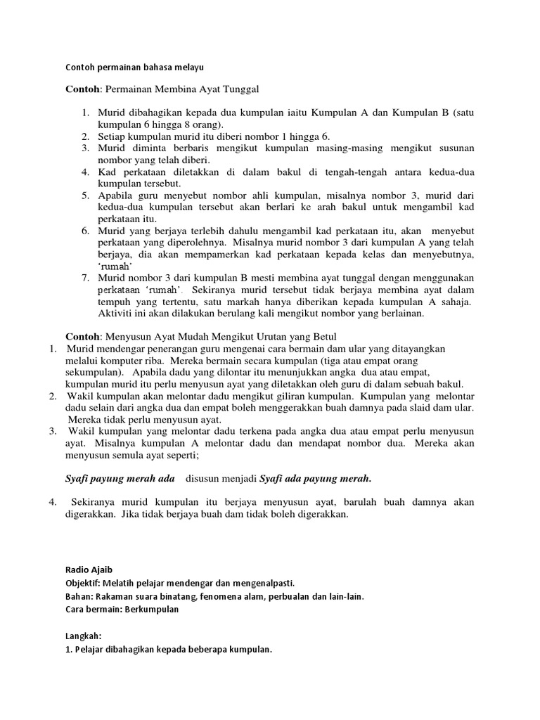 Koleksi Permainan Bahasa | PDF
