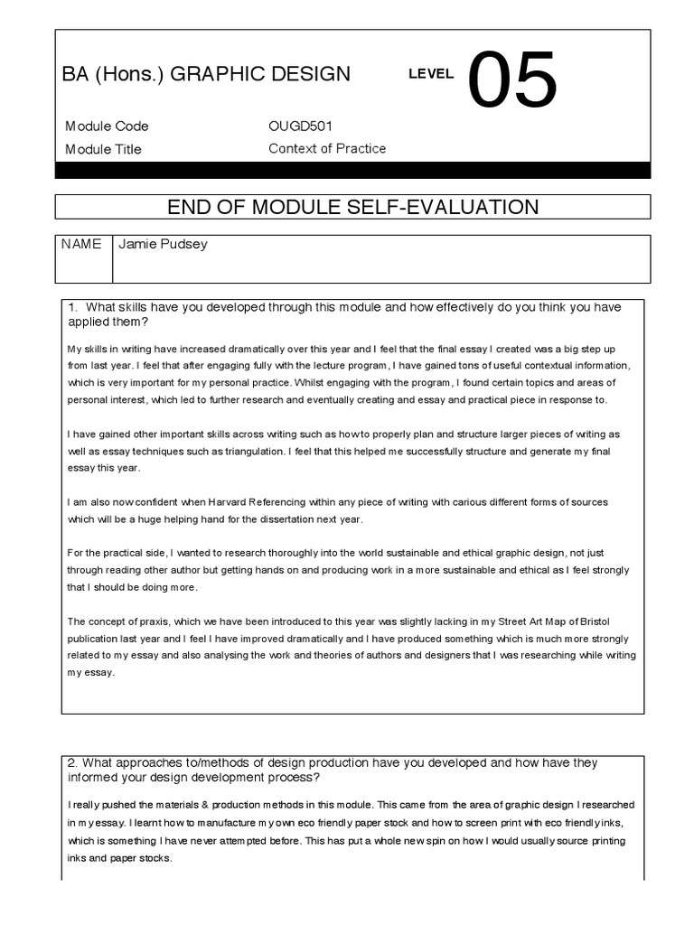 Graphic Design Self-Evaluation Insights | PDF | Essays | Graphic Design
