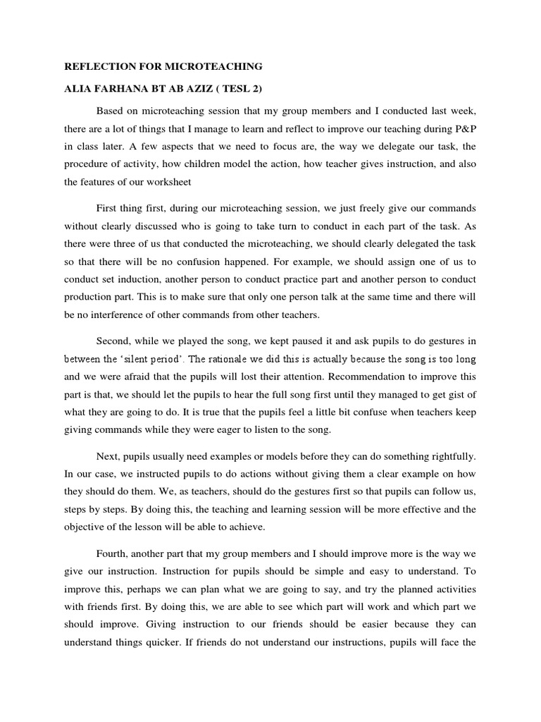 Reflecting On Microteaching Improving Task Delegation Modeling