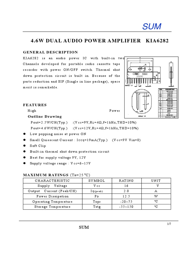 Technical Specifications and Application Guide for the KIA6282 Dual ...