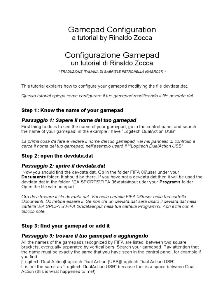 Gamepad Configuration Configurazione Gamepad: A Tutorial by Rinaldo ...