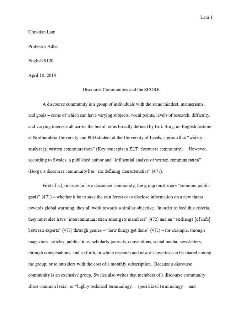 Discourse Communities - Score | PDF | Orthopedic Surgery | Physician