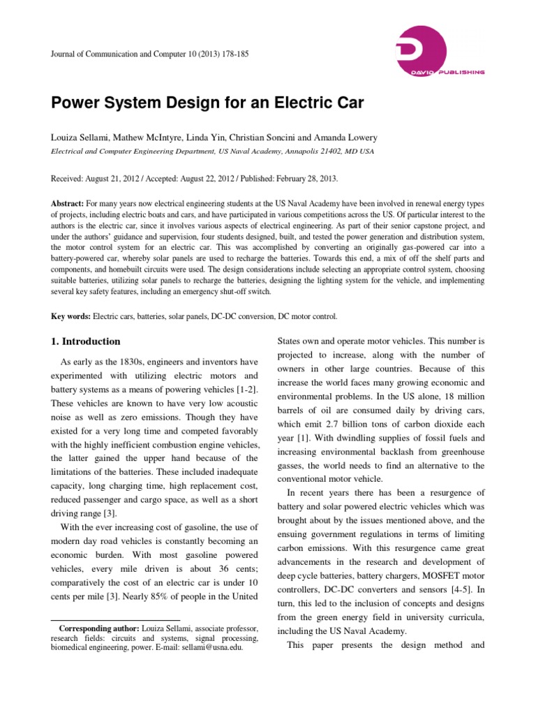 Power System Design For Electric Car PDF | PDF | Solar Panel | Electric ...