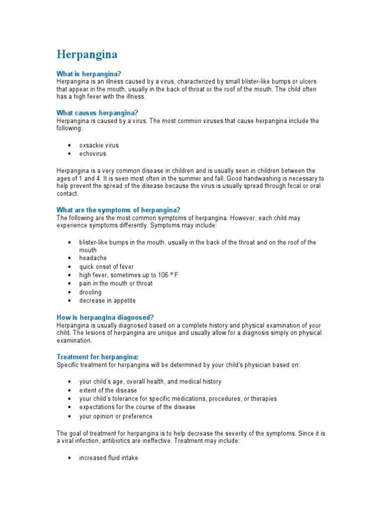 Everything You Need to Know About Herpangina in Children | PDF