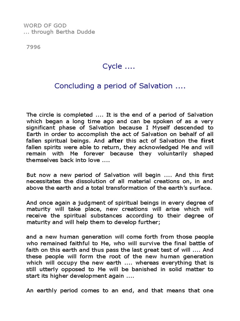 7996 Cycle .... Concluding A Period of Salvation .... | PDF | Religious ...