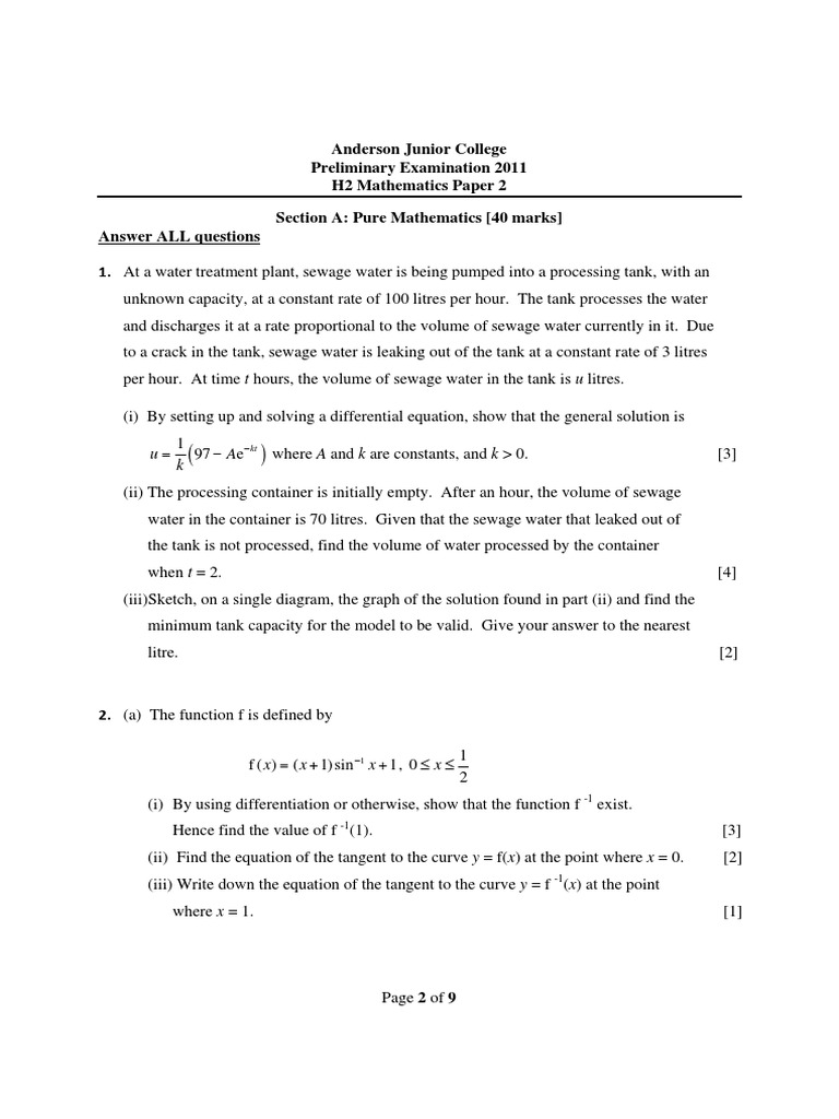 Ajc H2 Math P2 | PDF | Standard Deviation | Textbook