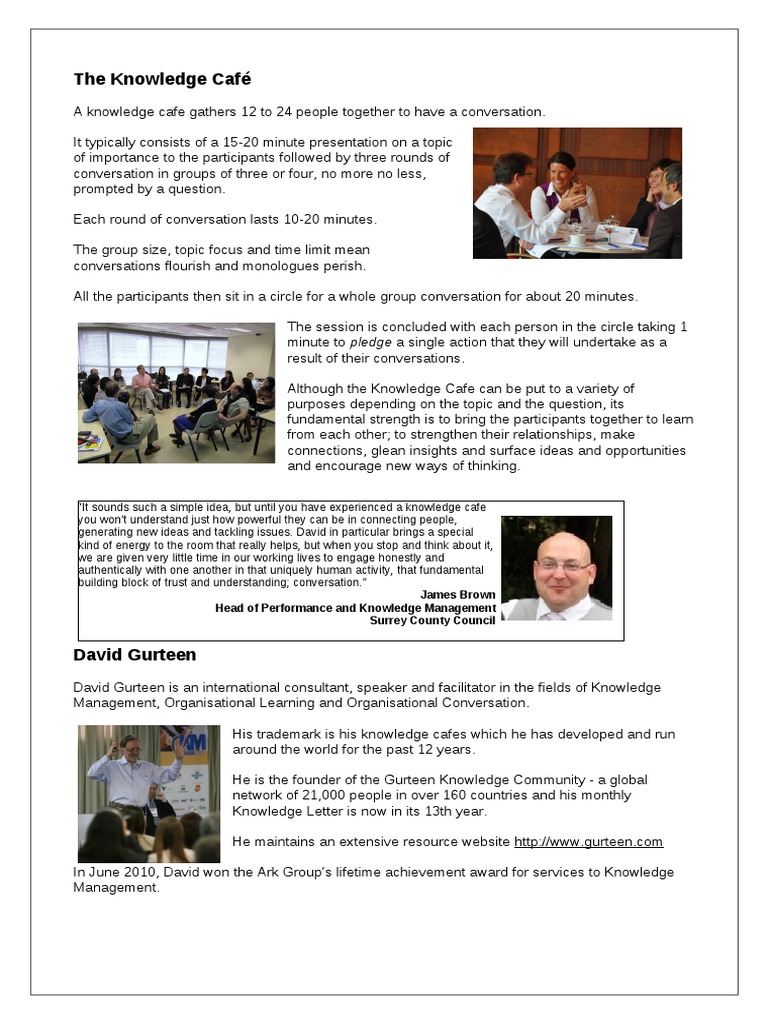 Knowledge Cafe One Page Description | PDF