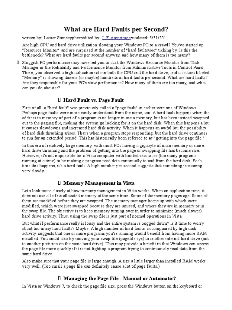 What Are Hard Faults Per Second?: - Hard Fault vs. Page Fault | PDF ...