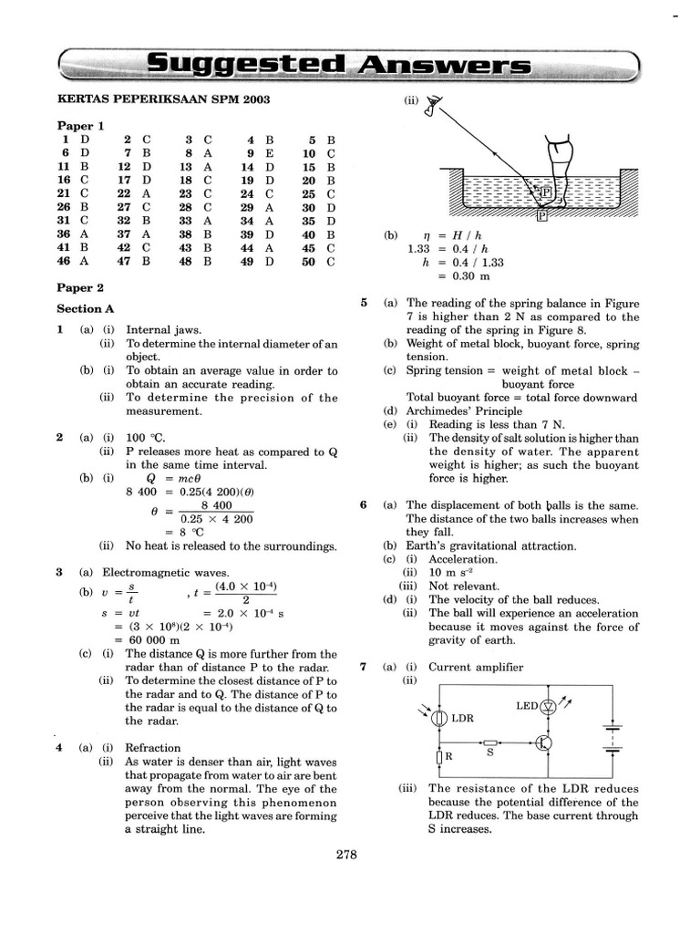 19428741-Answer 2007-2013 SPM Fizik Paper 1-3 | PDF