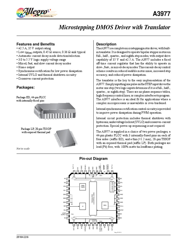 Microstepping DMOS Driver With Translator: Description Features and ...