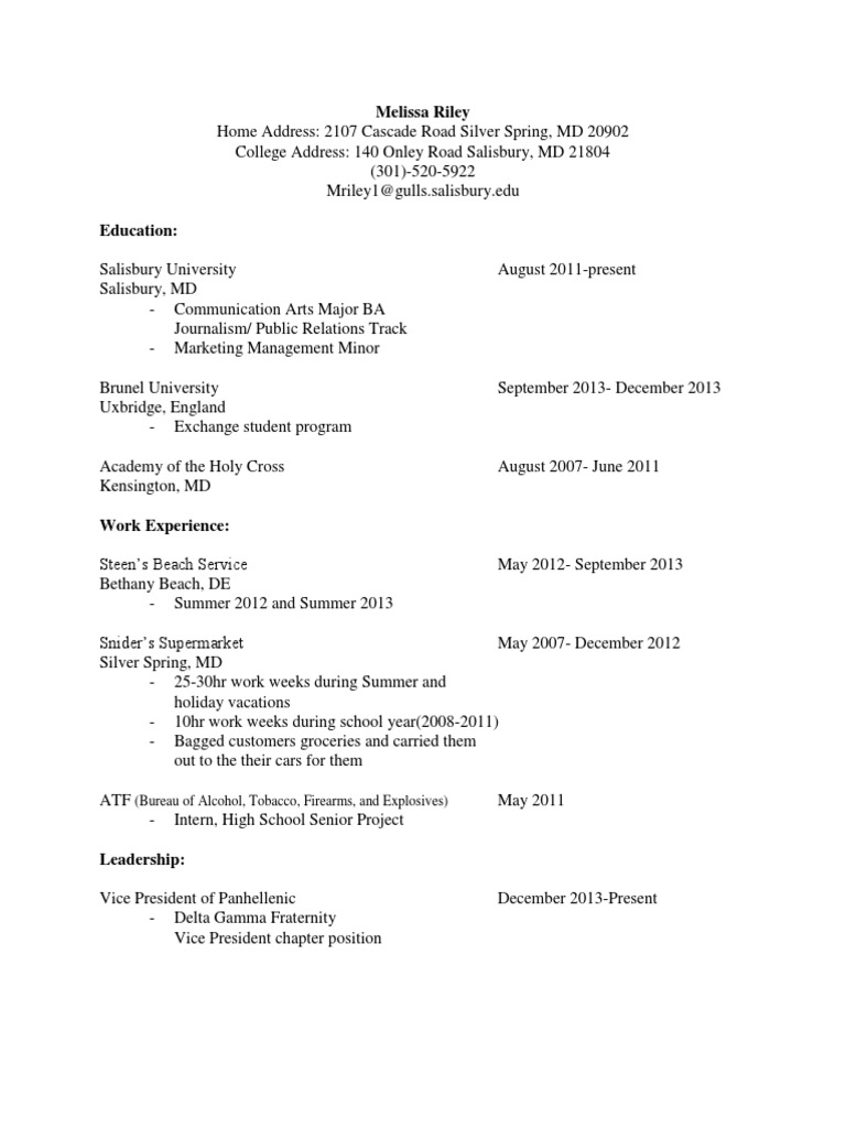 Resume Melissa 2013 | PDF | Sports & Recreation | Social Science