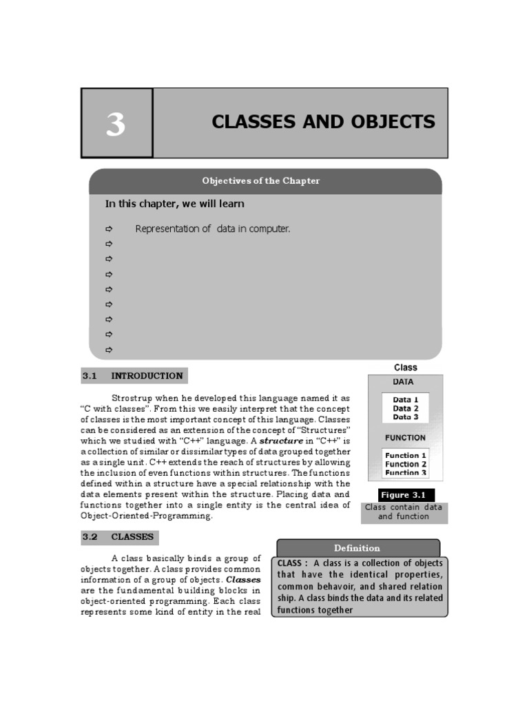 Classes And Objects In This Chapter We Will Learn Pdf Class Computer Programming 