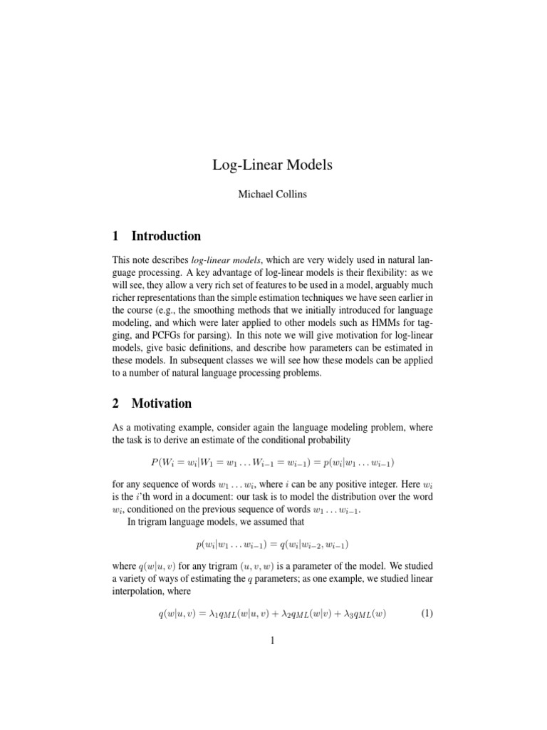 Log-Linear Models: Michael Collins | PDF | Mathematical Optimization ...