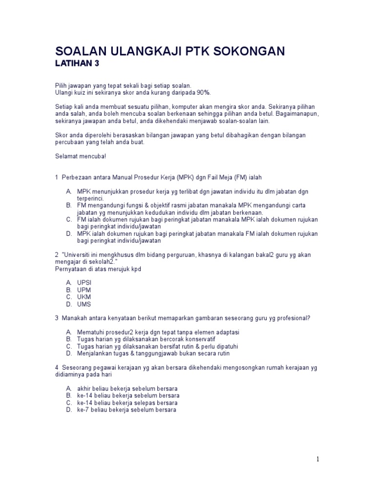 Contoh Soalan Latihan 03 | PDF