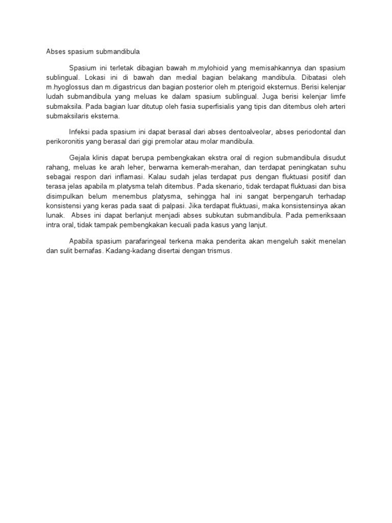 Abses Spasium Submandibula | PDF