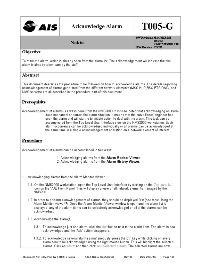 Alarm Acknowledgement Procedure Guide | PDF