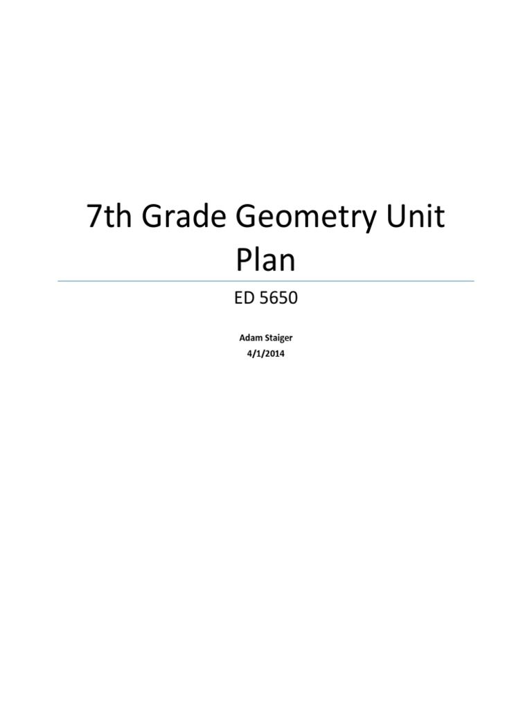7th Grade Geometry Unit Plan | PDF | Area | Geometry