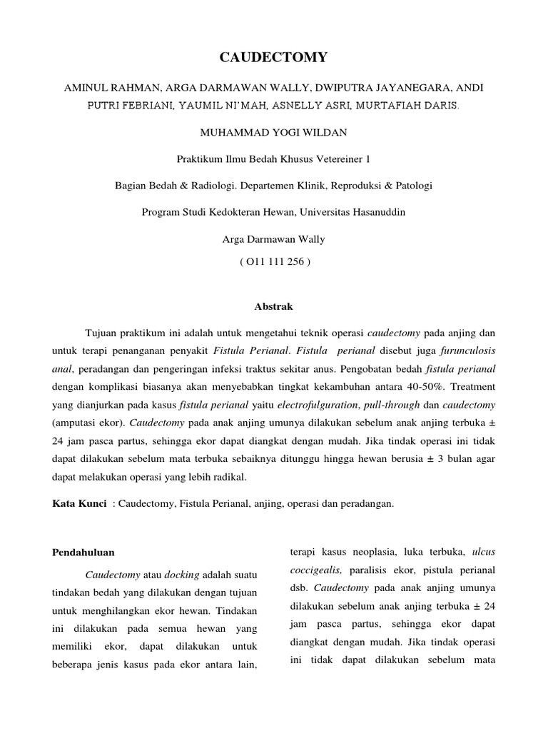Teknik Caudectomy pada Anjing | PDF