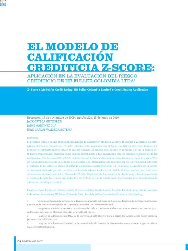 Z-Score-Model-Credit-Rating-Application-HB-Fuller | PDF | Riesgo ...
