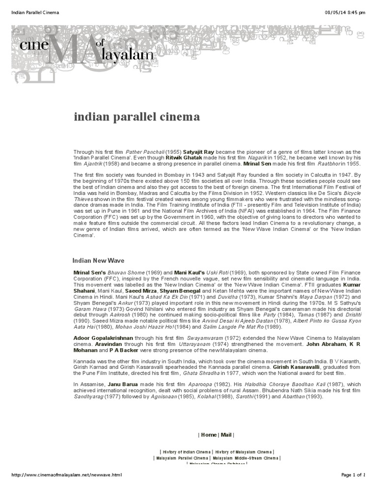 Indian Parallel Cinema | PDF | Cinema Of India | Cinema