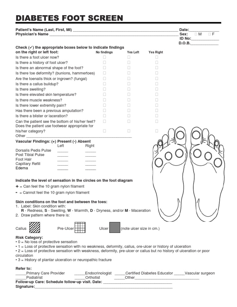 Diabetes Foot Screen | PDF | Foot | Toe