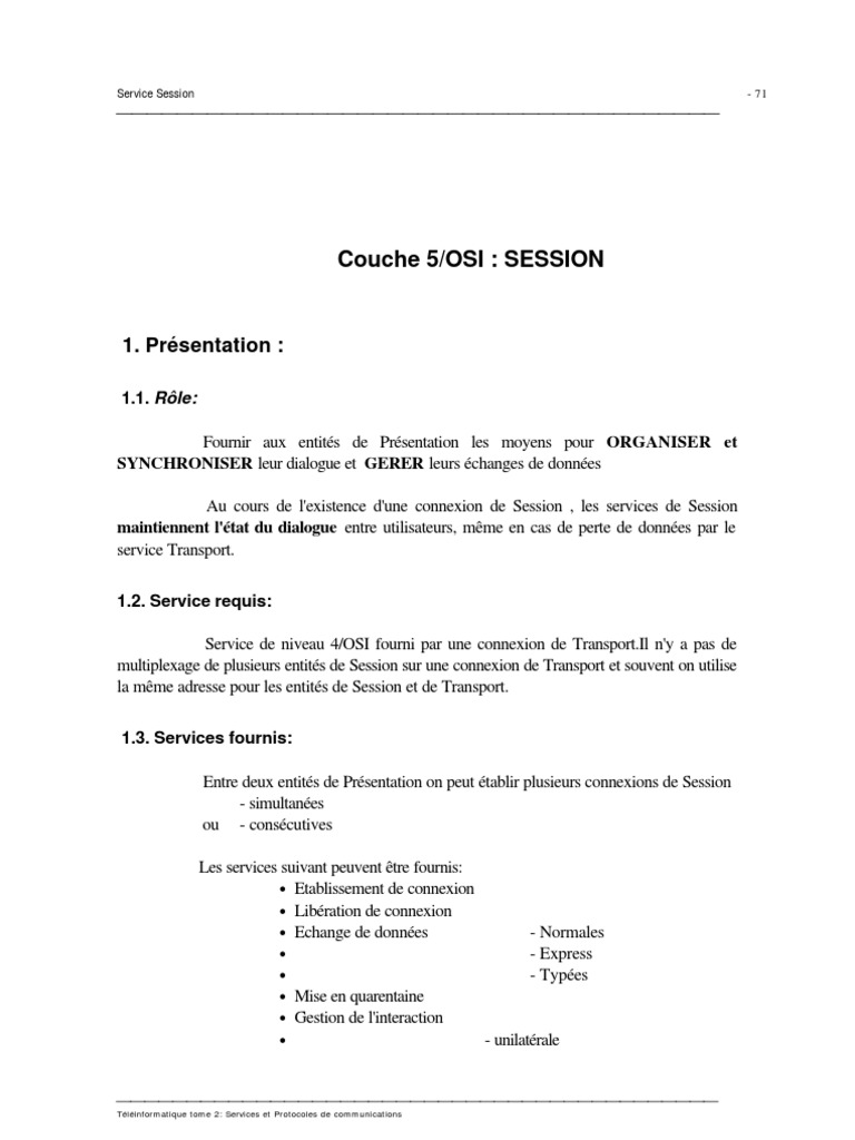 Couche Session | PDF | Modèle OSI | Qualité de service