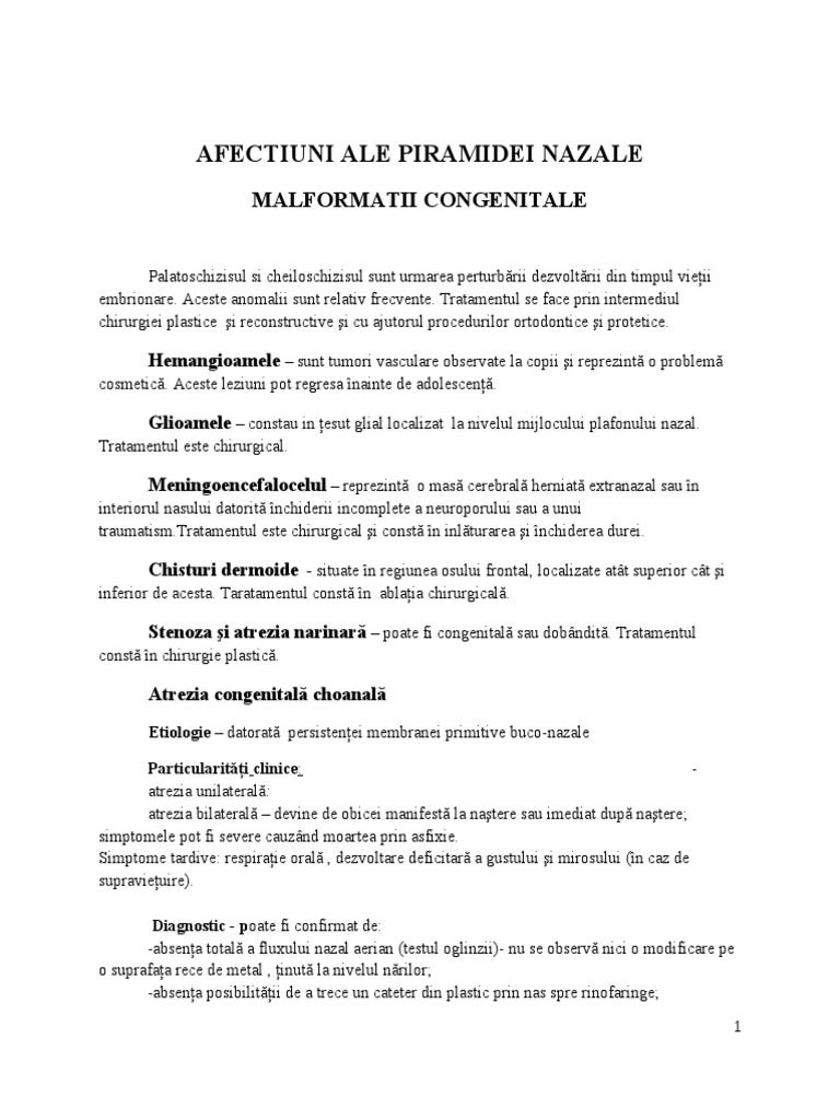 Afectiuni Ale Piramidei Nazale: Malformatii Congenitale | PDF
