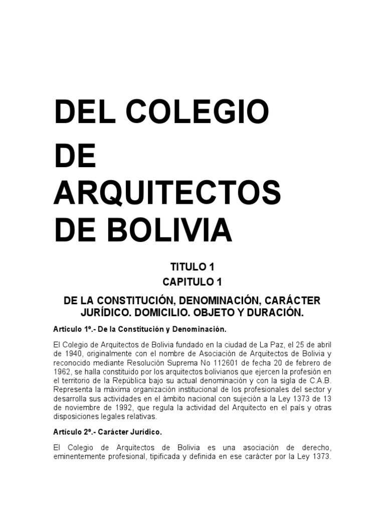 E Statuto Scab | PDF | Arquitecto | Bolivia