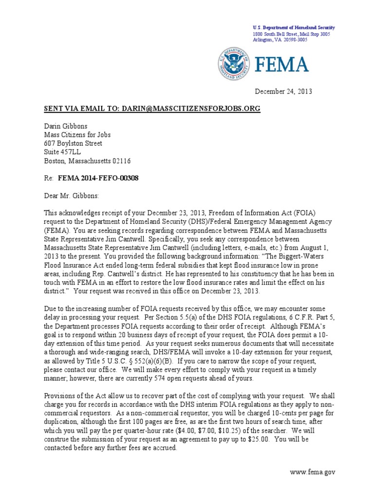 Fema Cantwell Response | PDF | Federal Emergency Management Agency ...